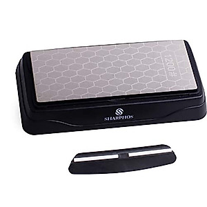 SHARPHOS Double Sided Diamond Sharpening Stone Plate Knife Sharpener Honing Polishing 6 Inch x 2.5 Inch (600/1200 Grit)