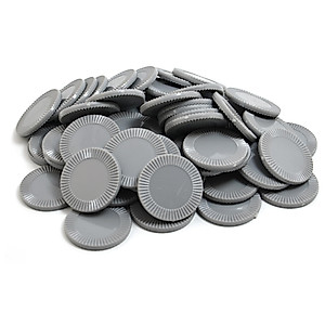 Smartdealspro 64pcs 32mm/1.26 Inch Opaque Plastic Learning Counters Disks Mini Poker Chips Game Tokens with Storage Box (Dark Gray)