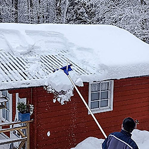 Goplus Snow Roof Rake, 21 FT Adjustable Aluminum Roof Snow Removal Tool with Wheels & Oxford Slide, Extendable Anti-Slip Handle, Lightweight Shovel Scratch Free for Wet Leaves Debris Vehicle