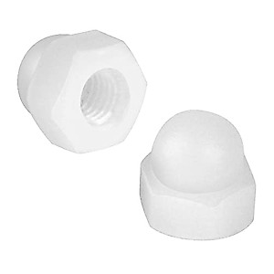 pouilzx Acorn Hex Cap Nuts - 100 Pcs M3 Dome Nuts Nylon Hexagon Decorative Cap Nut for Screws Bolts White