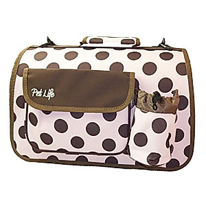 PET LIFE Folding Zippered Casual Airline Approved Fashion Travel Pet Dog Carrier with Bottle Holder, Medium, Plaid