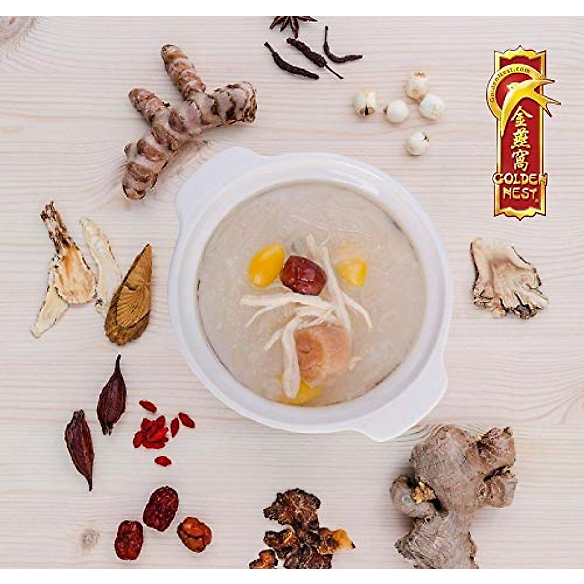 Golden Nest Premium White Bird Nest AAA, 100% Natural - Made in USA, ( 燕窩 ) - Family Size Box - 227g (8oz)