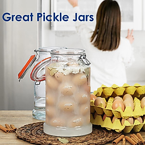 Qianfenie 1.2 Gallon Airtight Glass Jars with Hinged Lids, Wide Mouth Glass Storage Jars for Flour, Pasta, Cookies, Large Capacity, Sturdy and Heavy Duty, 1 Pack
