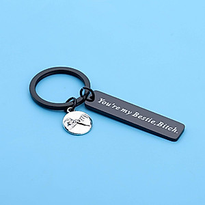 WSNANG Best Friend Keychain Besties Gift You Are My Bestie Bitch Keychain Friendship Jewelry BFF Birthday Gift Sister Gift (black)
