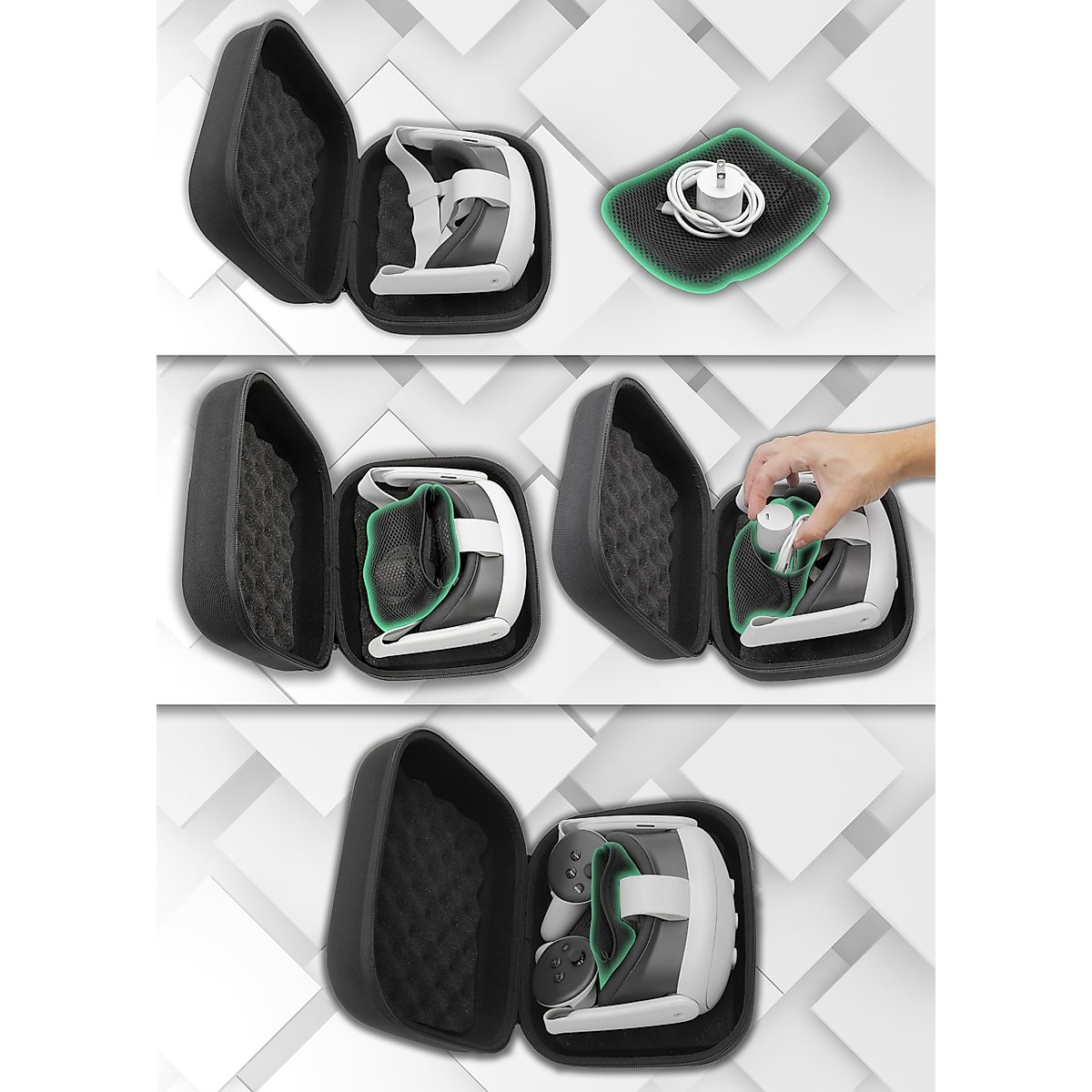 CASEMATIX Mighty and Compact Slim Hard Shell VR Headset Case Compatible with Meta Quest 3S and Quest 3 VR Headset and Accessories, Not Compatible with Elite Strap