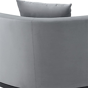 Armen Living Melange Gray Velvet Loveseat with Black Wood Base