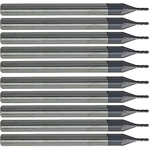 10 pcs Solid Carbide End Mills, Ball Nose, TiAlN Coated, 1/32" Mill Diameter, 3/32" Length of Cut, 1-1/2" Overall Length, 4 Flute, Center Cutting