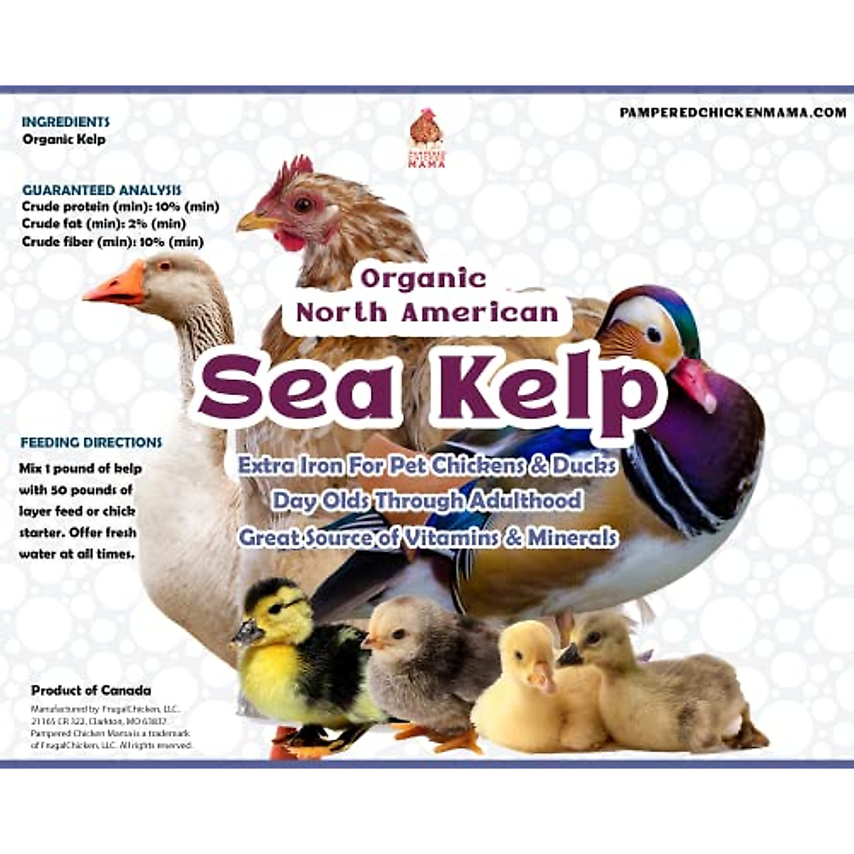 Pampered Chicken Mama Organic Chicken Kelp: Chicken Vitamins Supplement & Duck Feed Supplement 1LB
