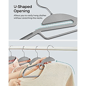 SONGMICS 50 Pack Coat Hangers, Premium Quality Plastic Suit Hangers, Heavy-Duty, S-Shaped Opening, Non-Slip, Space-Saving, 360º Swivel Hook, 16.3 Inches Long, Light Gray and Dark Gray UCRP41G-50