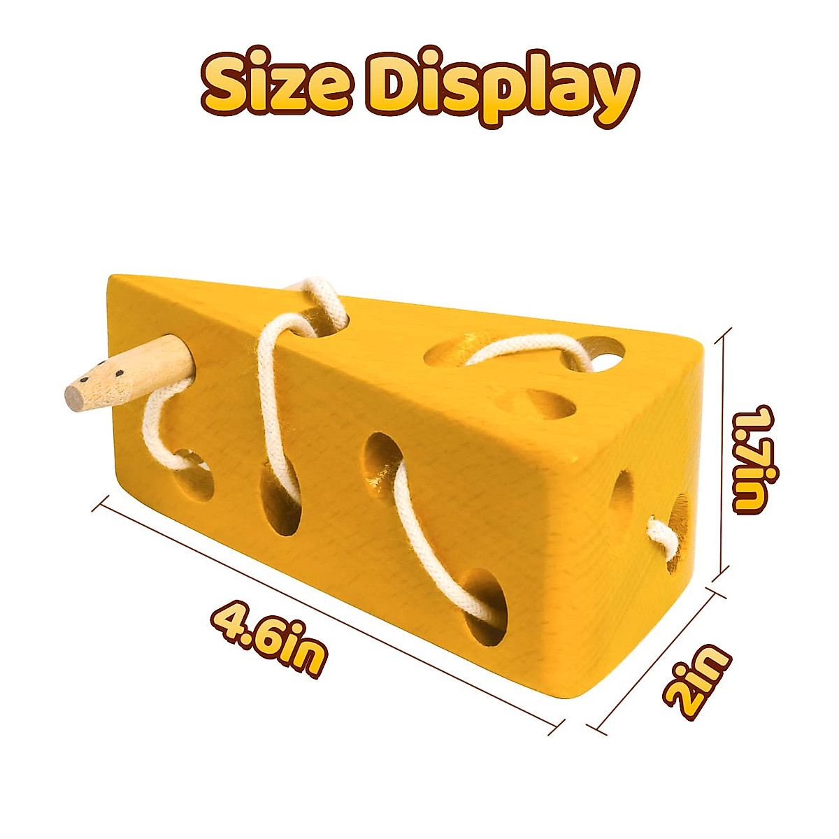 USATDD Wooden Lacing Cheese Fine Motor Skills Threading Toys, Airplane Car Travel Game Montessori Cognition Preschool Puzzle Gift for 3+ Years Old Toddlers Baby Kids