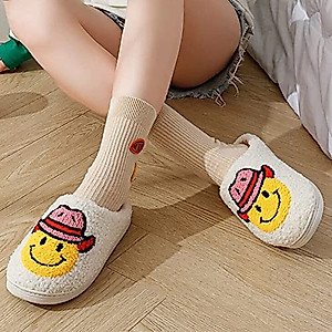 PATRICK Cowgirl Hat Slippers For Women Men Cute smileFace Slippers Cozy plush soft memory foam house shoes for women 9-10 Women/8-8.5 Men