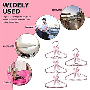 Toddmomy 5pcs Pink Pearl Beads Small Clothes Hangers Faux Pearl Beaded Garment Hangers with Ribbon Bowknot for Pet Dog Cat Baby Clothing Trousers Jeans Skirts