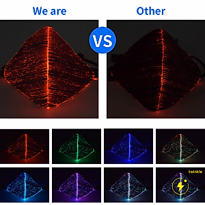 AMIMA Light up Led face mask Rechargeable Glowing Luminous 7 Color Change Dust Mask for Christmas Party Festival Masquerade Costumes Led Rave mask Black…