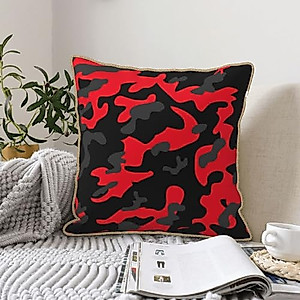 Augenstern Zippered Pillow Protectors Cover Case Camouflage-Red-Camo Decorative Throw Pillow Cover Square Cushion Case 18"X18"
