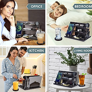 Parkway Home Black Wood Phone Docking Station - Wood Charging Station Organizer Stand, Bedside Nightstand Organizer for Men and Women, Holds Phone, Tablet, Keys, Glasses, EDC and more