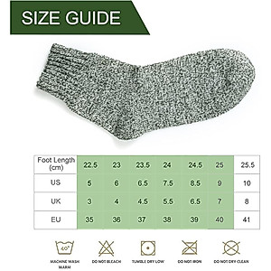 FYC Winter Womens Socks Wool Warm Thick Knit Cozy Crew Casual Vintage Soft Socks for Women Christmas Gifts Socks 5 Pairs