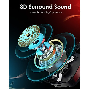 EasySMX C07W Wireless Gaming Headset with Microphone, 2.4GHz USB Gaming Headphones for PC, PS5, PS4, Nintendo Switch, Bluetooth Gaming Headset, 3D Stereo Surround Sound, Ergonomic Design