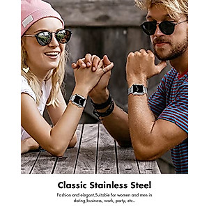 TISIMO for Apple Watch Band 41mm 40mm 38mm 45mm 44mm 42mm Series 9 8 7 6 5 4 3 2 1 SE SE2 Women and Men,Stainless Steel Metal Watchband for iWatch (Sliver)