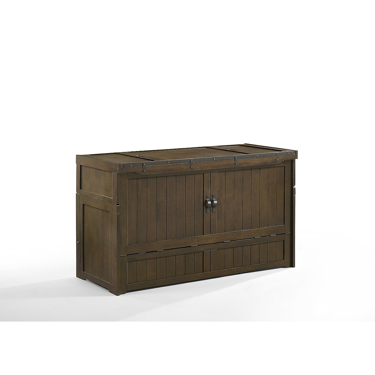 Night & Day Furniture Murphy Cube Cabinet Bed (Rustic Brown w/Ranchero Hardware, Queen Pre-Assembled)