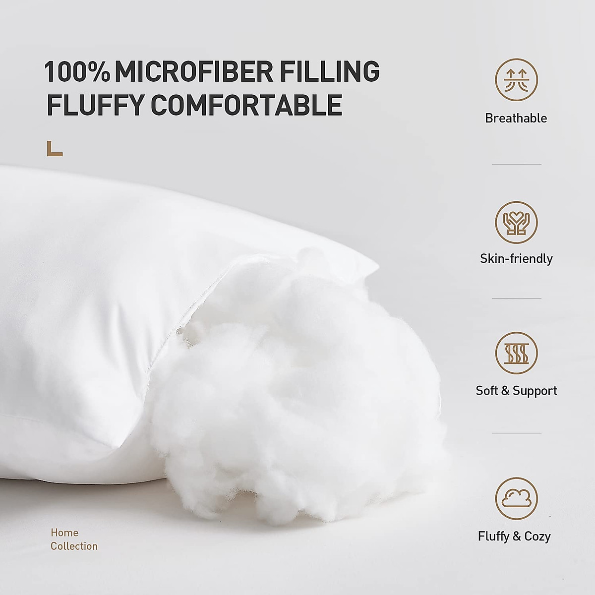 Acanva Premium Polyester Stuffer Square Form Sham Throw Pillow Inserts, 22 in（2 Count）, White