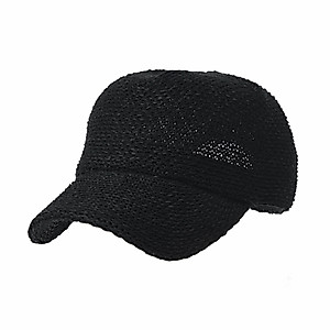 WITHMOONS Baseball Cap Summer Cool Paperstraw Cotton Mesh Ballcap for Men Women KR1960 (Black)