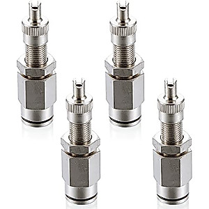 4 Pieces Inflation Schrader Valve for 1/4 Air Line with 1 Warning Sticker Air Line Compression Air Hose Quick Connect Air Valve Air Tool Fittings (PTC Style)