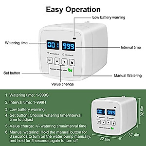 [Upgraded Pump] Automatic Drip Irrigation Kit, Houseplants Self Watering Devices, Indoor Irrigation System for 10 Potted Plants with 999-Hours 5V USB Programmable Timer for Vacation Plants Watering