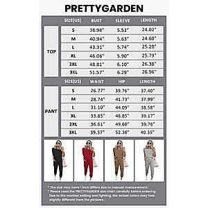 PRETTYGARDEN Women's Two Piece Outfit Short Sleeve Pullover with Drawstring Long Pants Tracksuit Jogger Set (A-black,Medium)