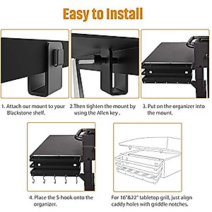 RUSFOL Upgraded Stainless Steel Griddle Caddy for 28"/36" Blackstone Griddles, with a Allen Key, Space Saving BBQ Accessories Storage Box, Free from Drill Hole&Easy to Install