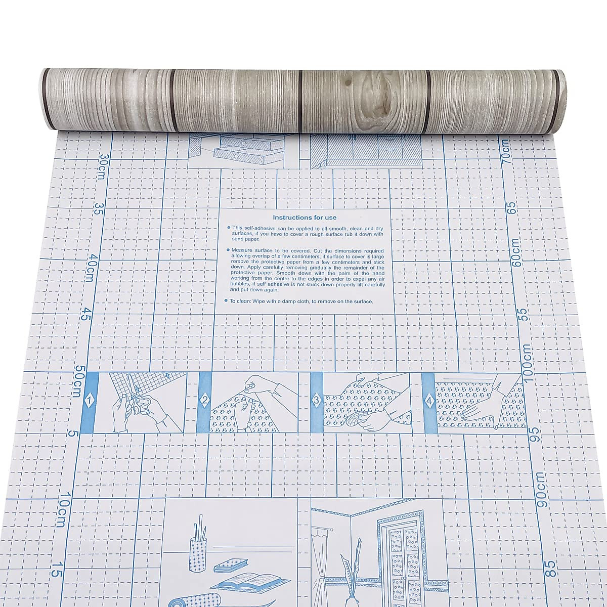 SimpleLife4U Grey Wood Grain Furniture Paper for Countertop Self-Adhesive Shelf Liner Door Sticker 17.7 Inch by 9.8 Feet