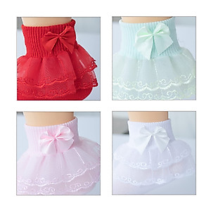 Twtility Toddler Baby Girls Ruffle Lace Socks Princess Dress Double Lace Cotton White Frily Socks