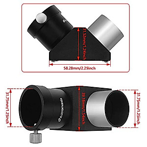 Astromania 1.25" 90-Degree Erecting Prism Optical Prism Inside Rather Than a Mirror which Makes Your Image Clear and Sharp
