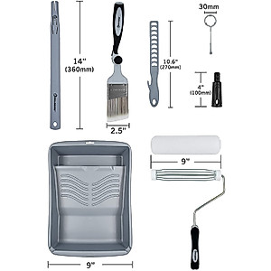 ROLLINGDOG Paint Roller Set - 9 Inch Paint Roller with Extension Pole,Wall Paint Kit Extendable Paint Brush with Tray Kit