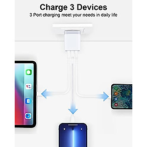 USB Wall Charger(2Pack), AILKIN 3.1A/3-Port Quick Charging Power Adapter, USB Plug Cube Box Block Base for iPhone 14 13 Pro Max/12/11/10/X/XR/XS/8/7, iPad, Samsung Galaxy, Google Pixel Charging Brick