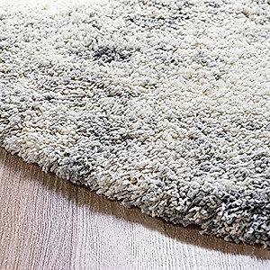 Rugs.com Soft Touch Shag Collection Round Rug – 6 Ft Round Pebble Gray Shag Rug Perfect for Kitchens, Dining Rooms