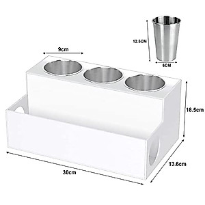 MAJOYLIFE Hair Tools Organizer Clear Acrylic Hair Dryer Holder Countertop Blow Dryer Stand Storage for Vanity Bathroom with 3 Cups (White)