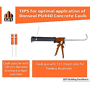 DCP Donseal PU440 Concrete Sealant - Paintable Concrete Expansion Joint Filler - Non-sag Polyurethane Caulk for Joints & Walls - Grey Concrete Sealer 10.1 fl. oz Cartridge