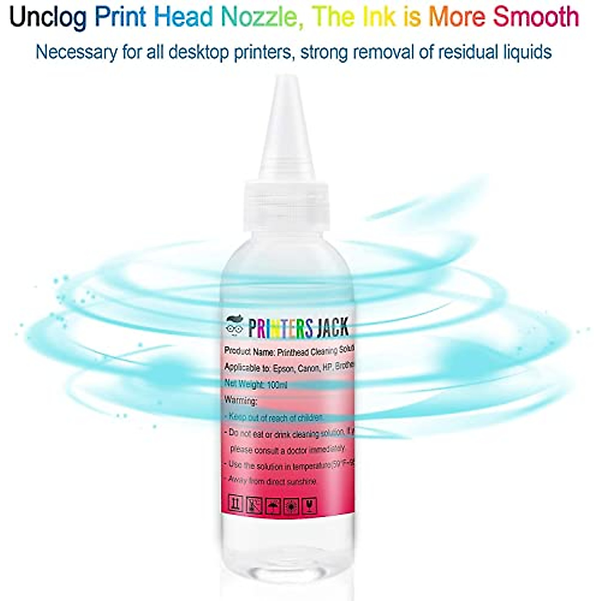 Printers Jack Printhead Cleaning Kit Nozzle Solution for Brother HP Officejet 8610 8600 8620 6600 5520 6500 6700 Canon Pro 10 Pro 100 MX922 Brother MG7120 MG6320 Inkjet Printers