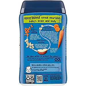 Gerber Cereal for Baby Power Blend Baby Cereal, Probiotic with Oatmeal, Lentil, Carrots & Apples, Made with Whole Grains & Plant Protein, 8 OZ Canister (Pack of 3)