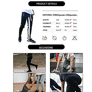 Bysan Men Drawstring Sweatpants Jogging Pants with Zipper Pockets for Athletic Workout Gym Running (055-Blue M)