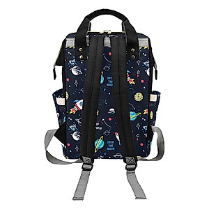 Yeshop Personalized Diaper Backpack Space Planet Rocket Multi Function Diaper Bag Travel Daypack Nursing Nappy Bag
