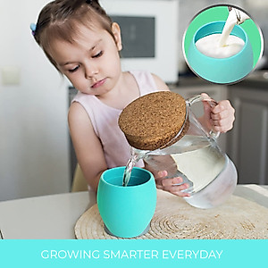 Sperric Silicone Mini Cups For Toddlers Baby Drinking Training Cup (2 Pack) 4.5 OZ (Green & Blue)