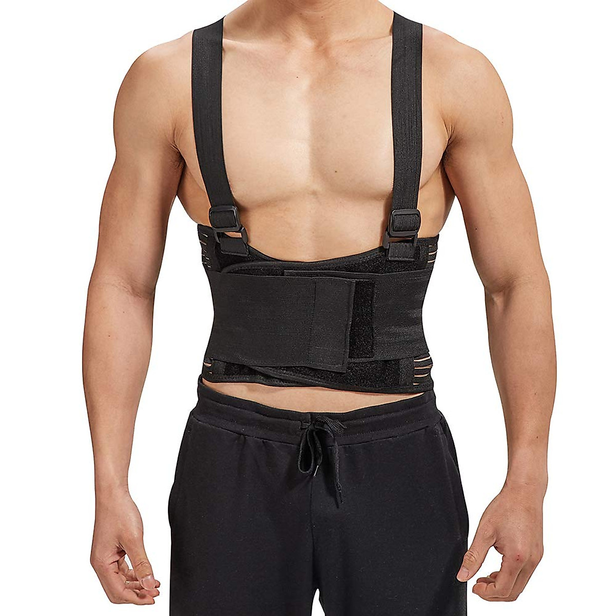 Industrial Work Back Brace | Removable Suspender Straps for Heavy Lifting Safety - Lower Back Pain Protection Belt for Men in Construction, Moving and Warehouse Jobs