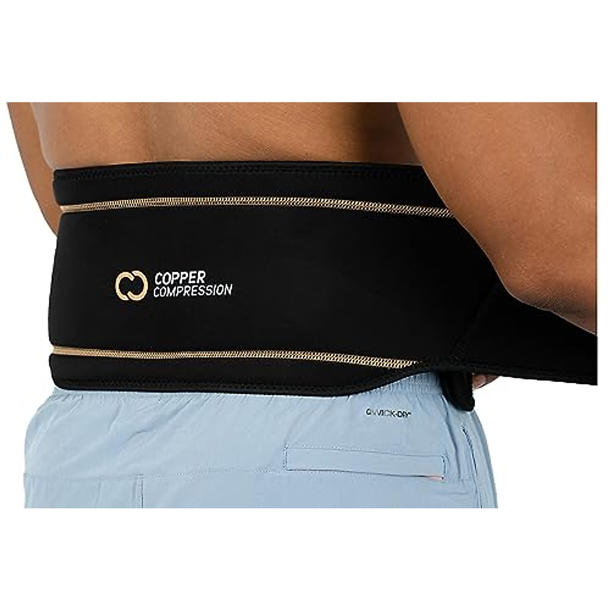 Copper Compression Lower Back Lumbar Support Brace, 1 Guaranteed Highest Copper Content, Great for All Activities! Infused Fit Wrap/Belt, Wear Anywhere! (Waist 28" - 38")