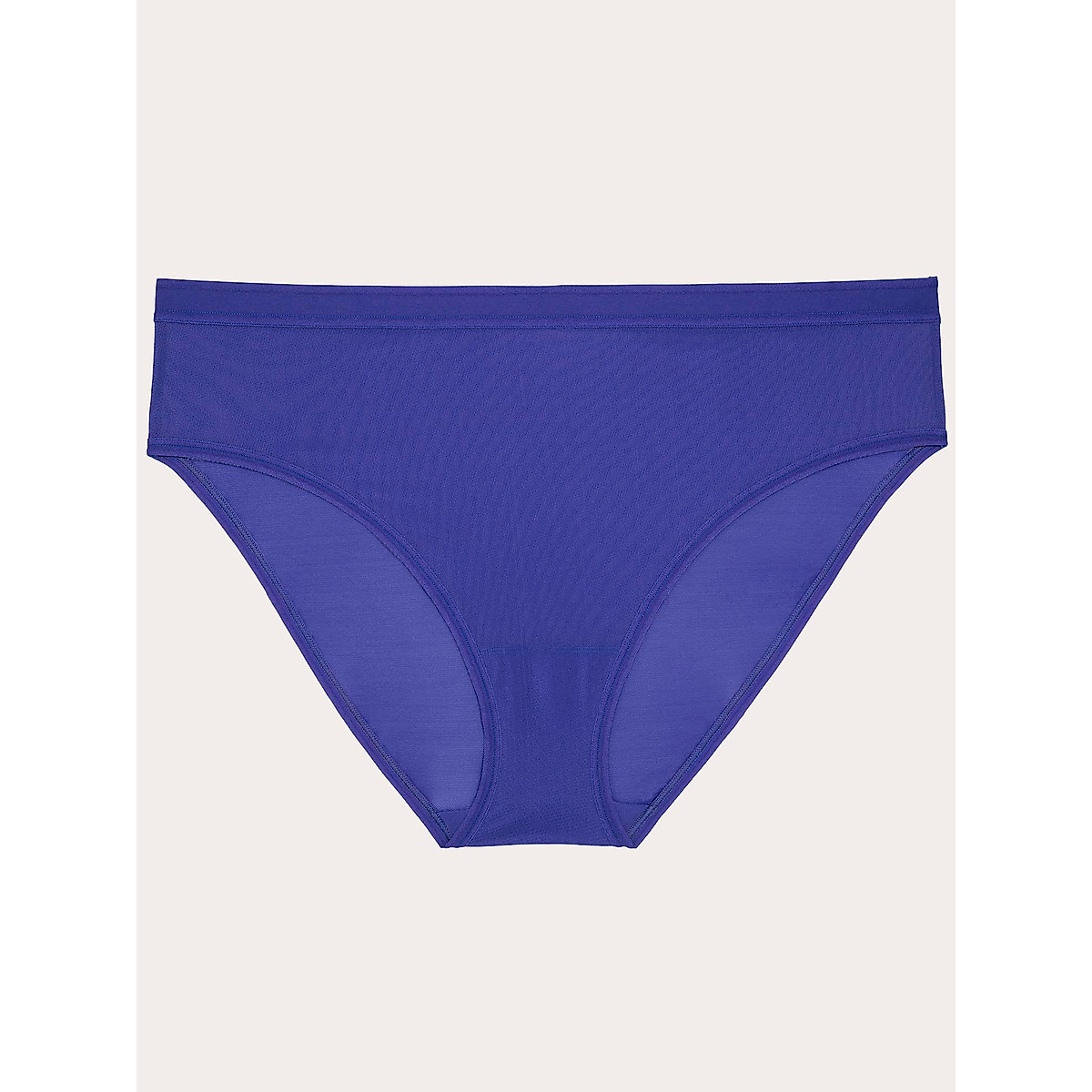 Curvy Couture Women's Size No Show Sheer Mesh High Cut Brief-Panty, Cosmic Blue, Medium Plus