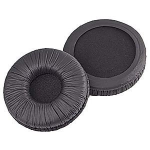 Tvoip 4 Pair Ear Cushions Leatherette Spare Replacement Earpads for Plantronics Supra Plus Encore and Most Standard Size 50mm Office Telephone Headsets H251 H251N H261 H261N H351 H351N H361 H361N