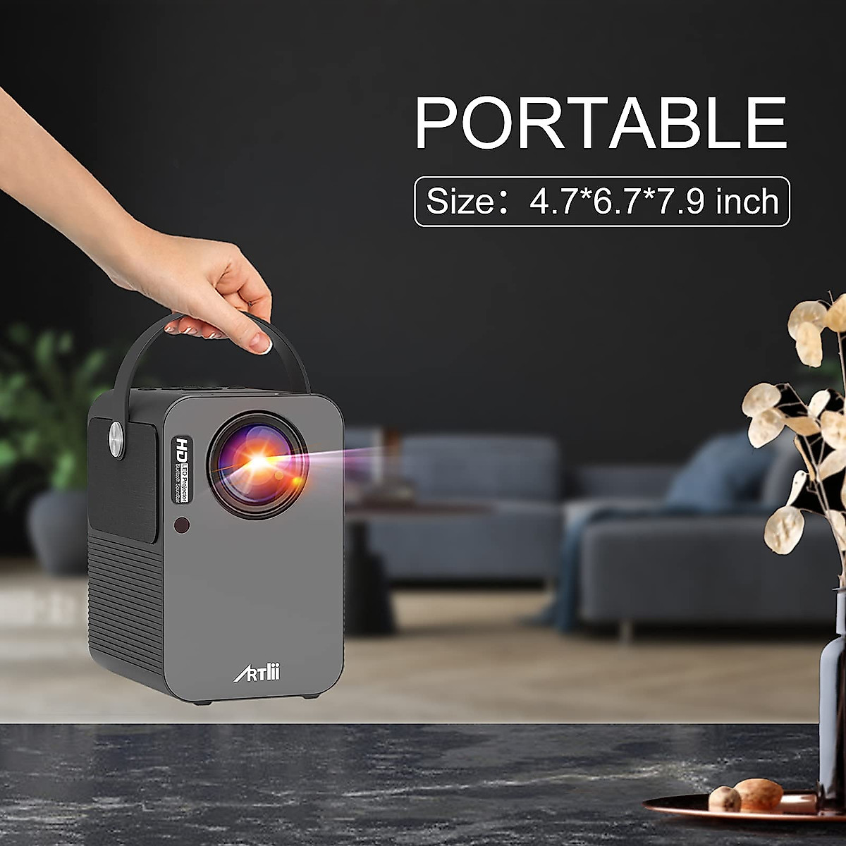Smart Projector Android TV 9.0, Artlii Play WiFi Bluetooth Projector, Native 1080p Full HD Supported, Stereo Sound, 4D±45° Correction, Outdoor Projector with Built-in Netflix, YouTube, Prime Video