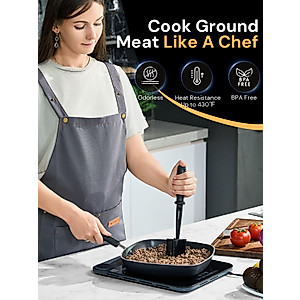 Meat Chopper, Hamburger Smasher Tool, Ground Beef Chopper Tool and Premium Heat Resistant Masher, Ground Turkey and More, Nylon Ground Beef Chopper Tool and Meat Fork, Non Stick Mix Chopper