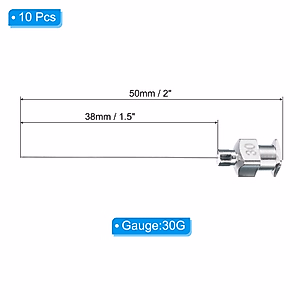 PATIKIL Blunt Tip Dispensing Needle 30G, 10 Pcs 1.5 Inch Stainless Steel Liquid Dispenser Needles with Lure Lock for Refilling Liquid Inks Adhesives Glue