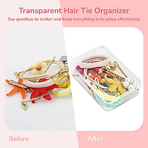 BATTIPAW 12PCS Hair Tie Organizer, Transparent Mini Storage Box, Rectangle Clear Plastic Storage Container, Portable Small Items Holder with Lid for Home, Offices, Business Trips, Travels (12PCS)
